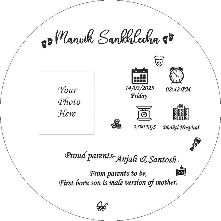 Custom baby details insert sheet
