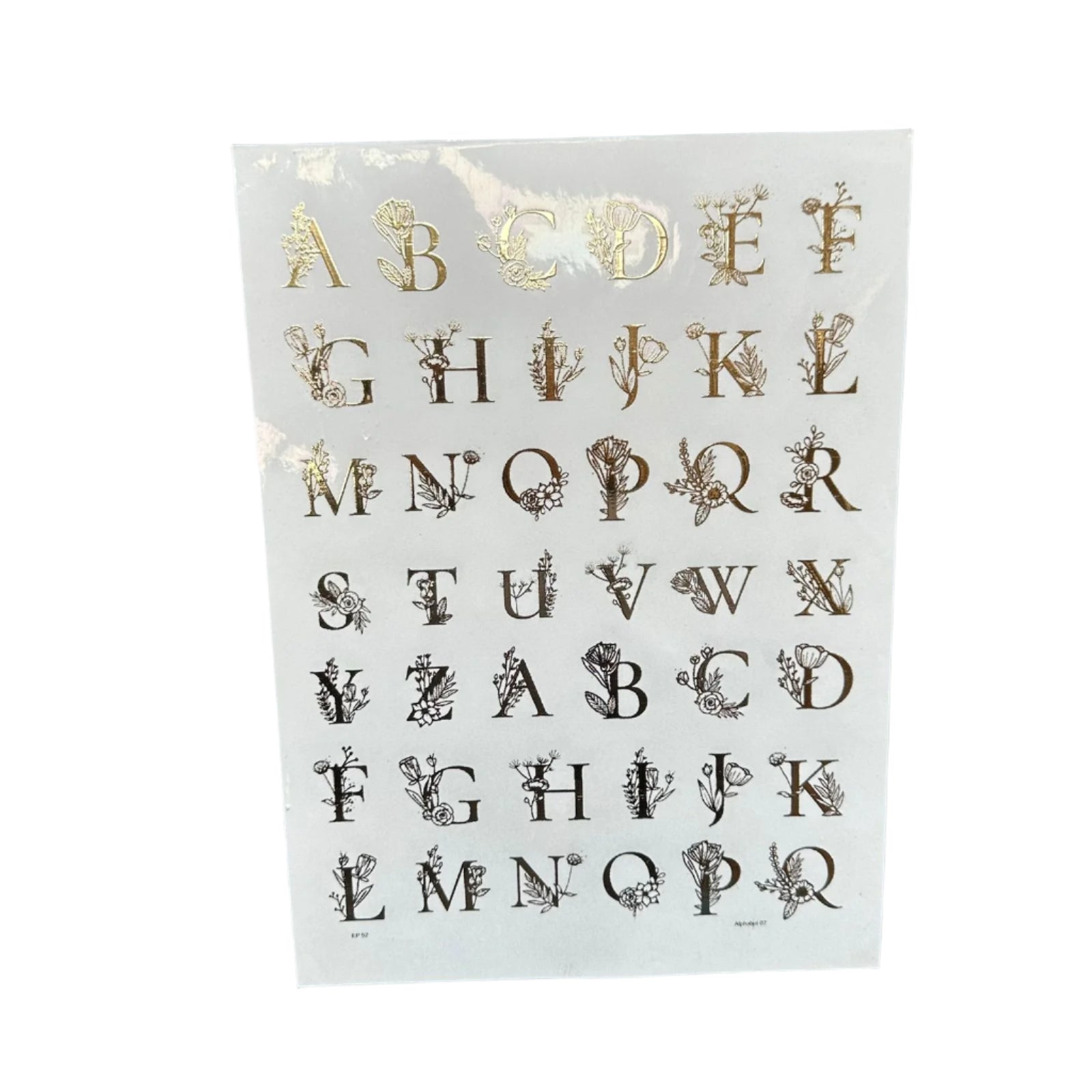 Gold sticker sheet alphabet 002