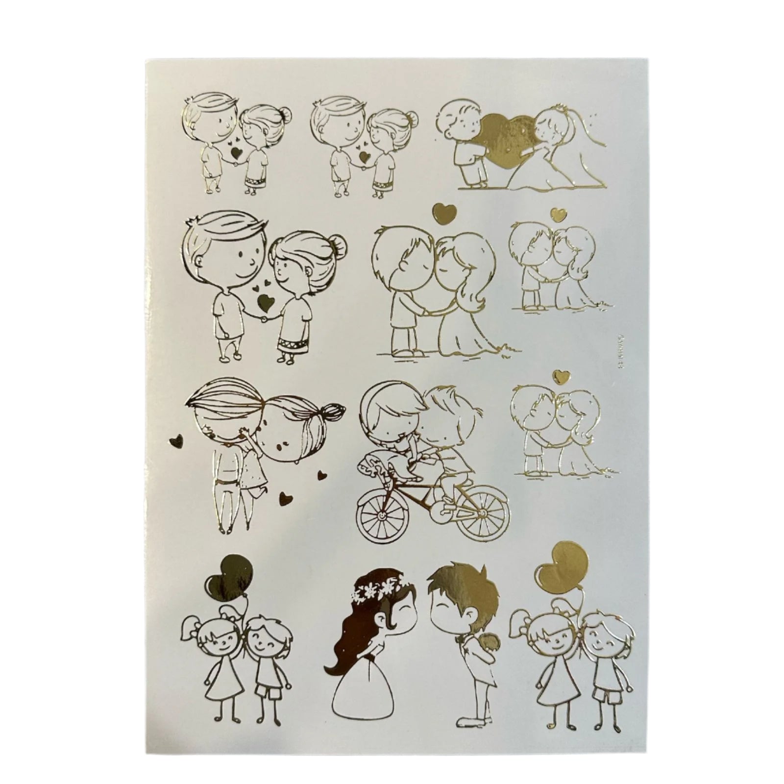 Gold embossed sheet cute couples