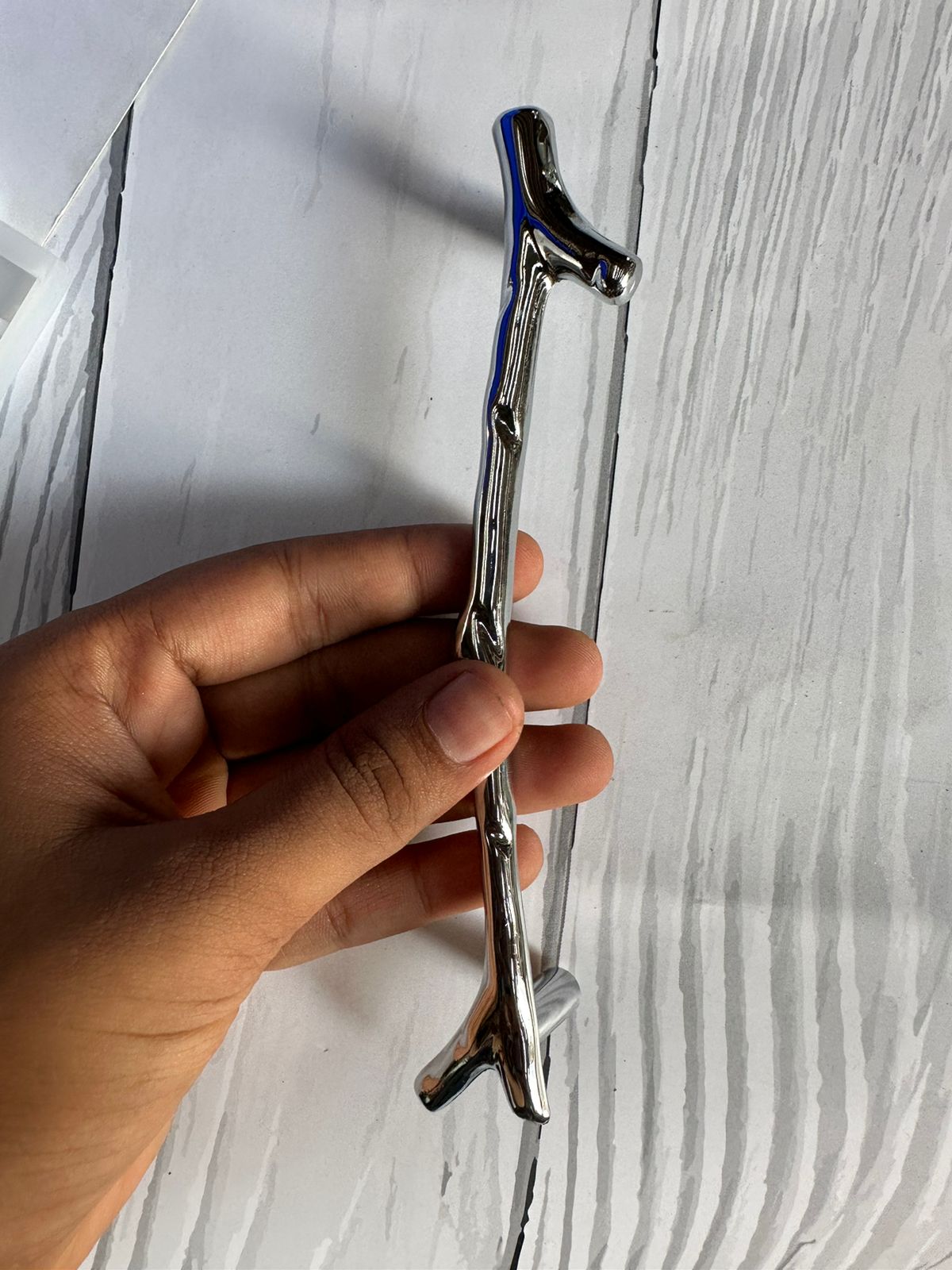 Metal handle pair silver